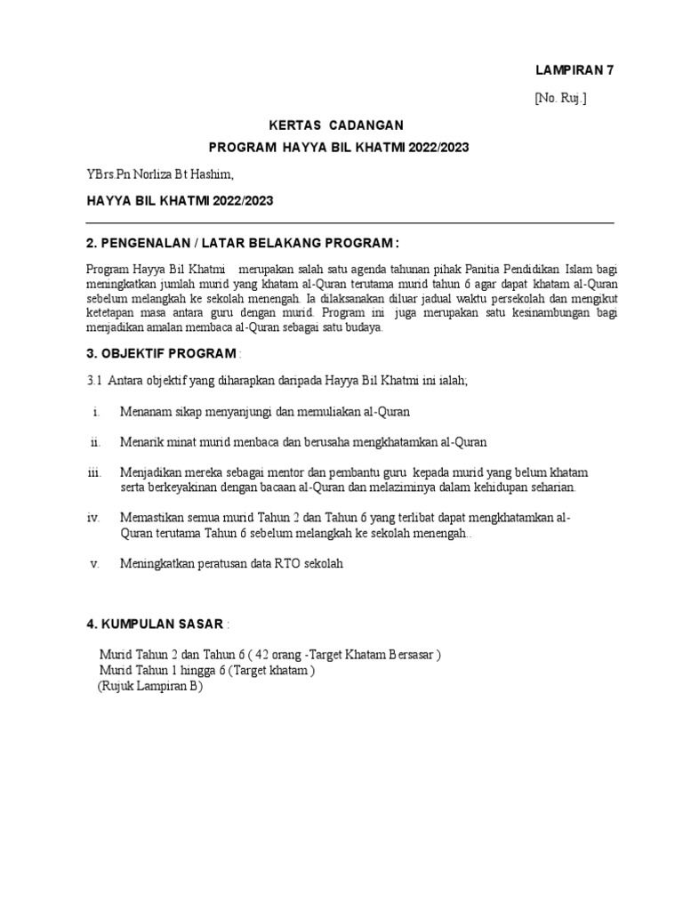 Kertas Kerja Hayya Bil Katmi | PDF