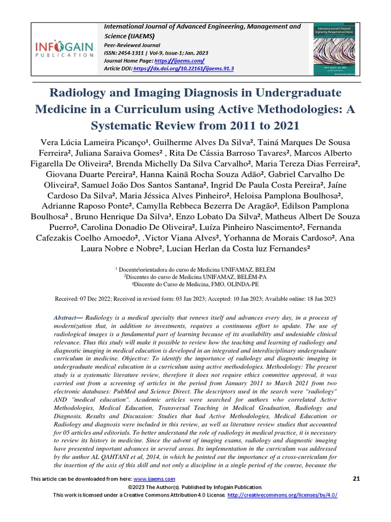 Radiology and Imaging Diagnosis in Undergraduate Medicine in A ...