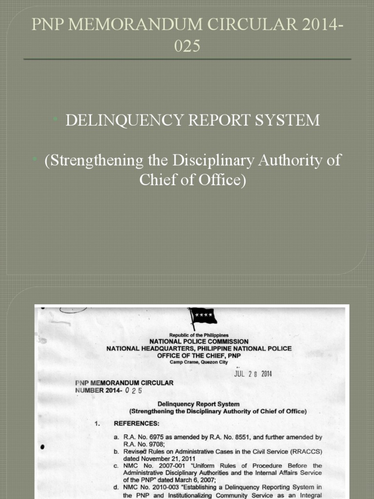 PNP Memorandum Circular 2014-025 | PDF
