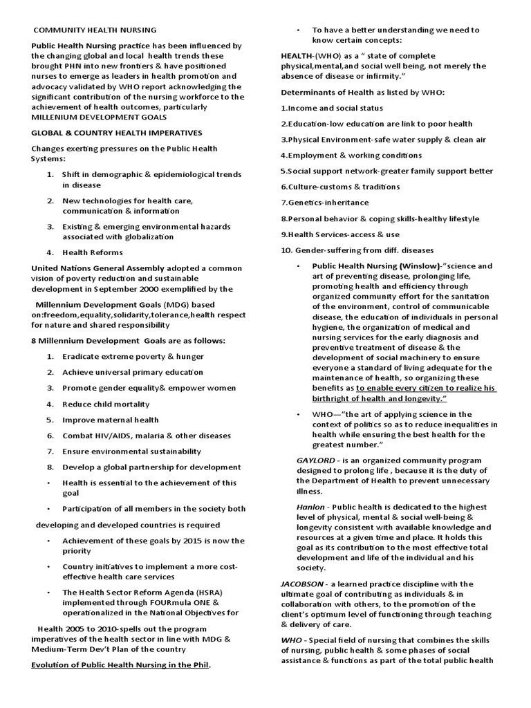 CHN Midterms | PDF | Nursing | Public Health