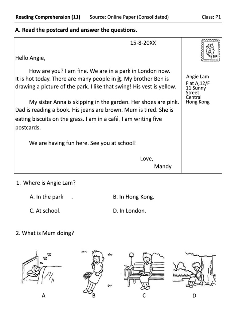 11-15. P1 English Reading Comprehension | PDF