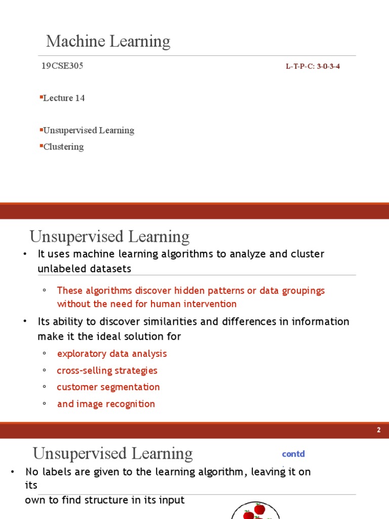 ML L14 Clustering | PDF | Cluster Analysis | Machine Learning