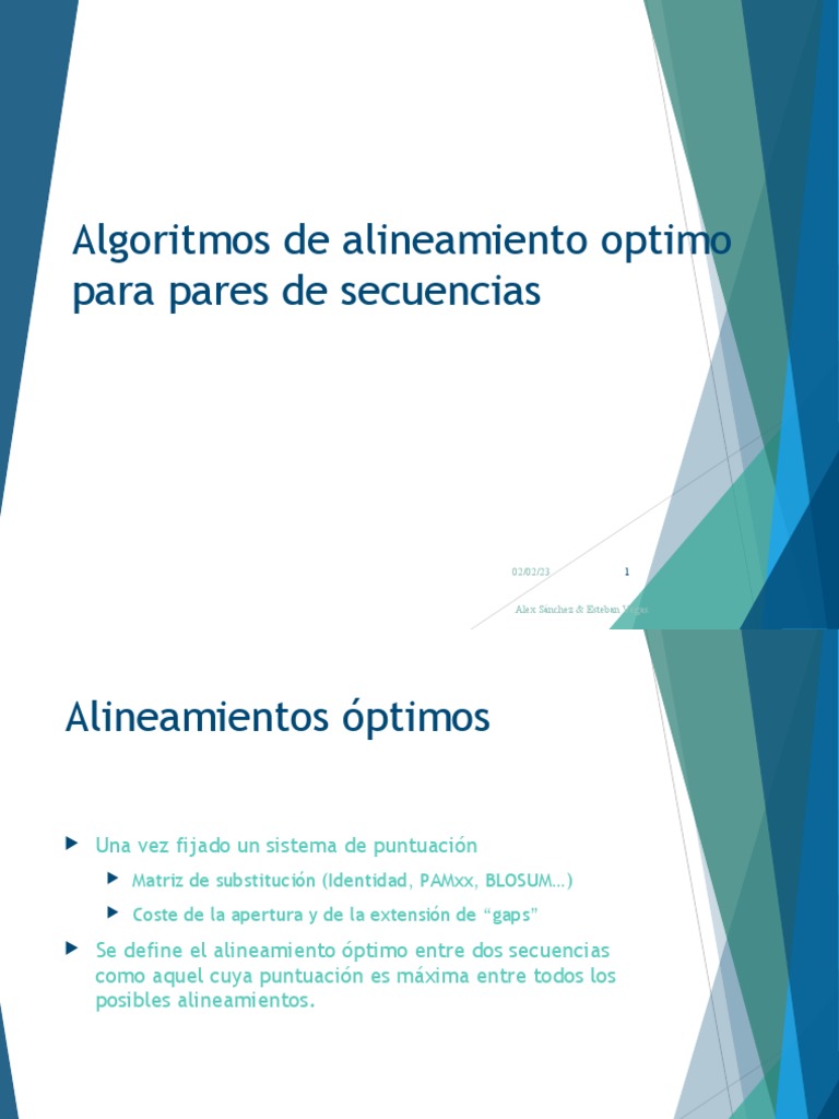 Algoritmos de Alineamiento Optimo para Pares de Secuencias | PDF ...