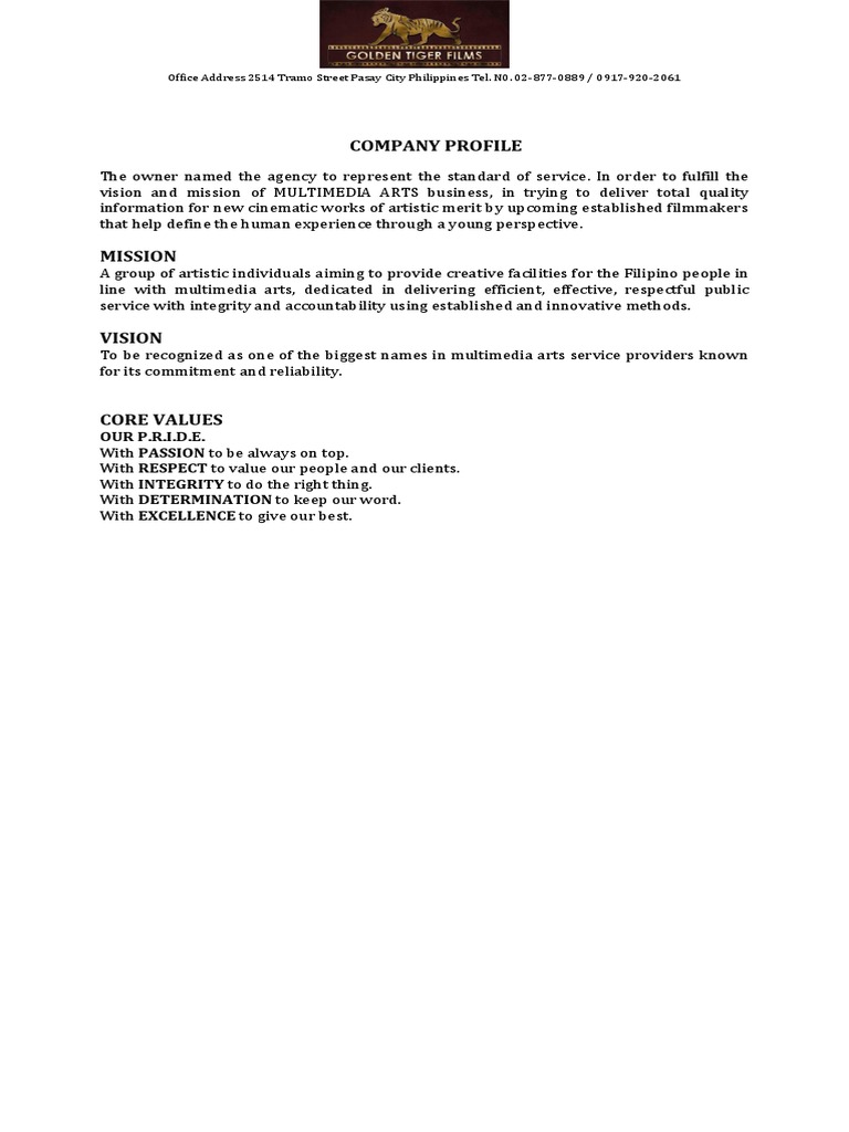 Golden Tiger Films Profile | PDF