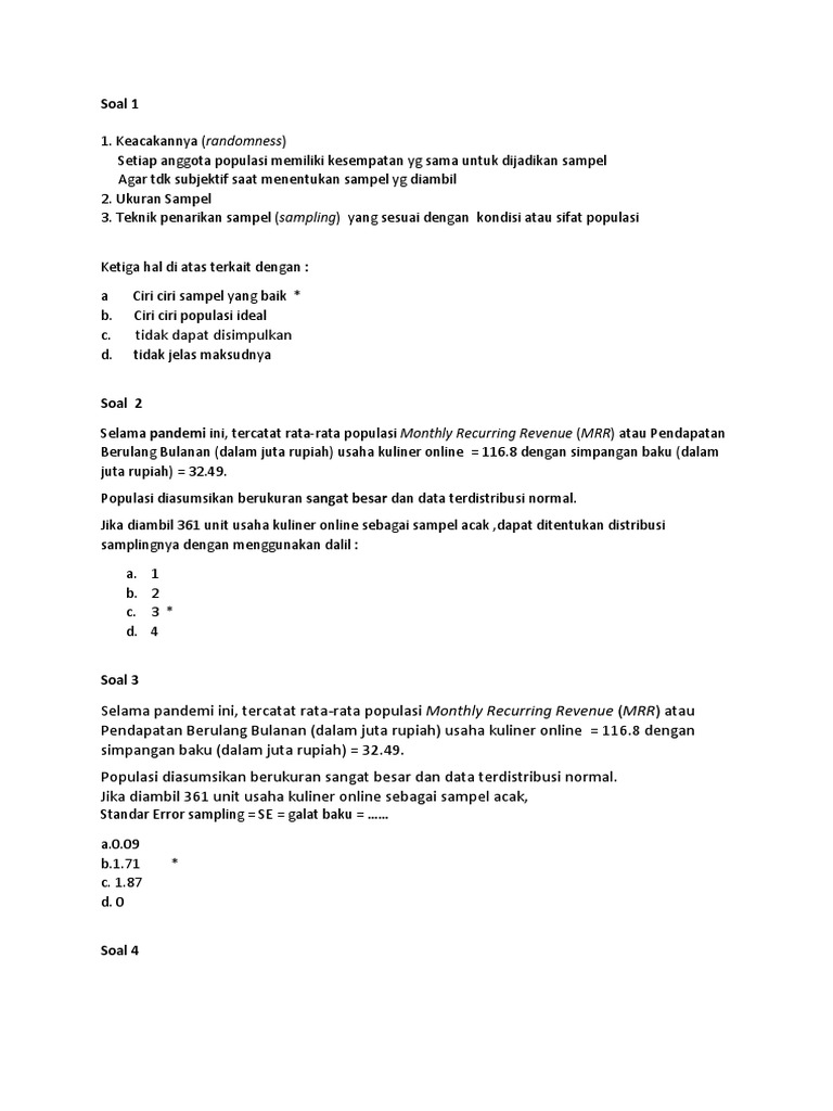 Contoh Soal Stat 2 | PDF | Bisnis