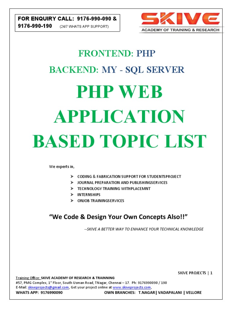 PHP Project Topics for Students | PDF | Web Application | Php