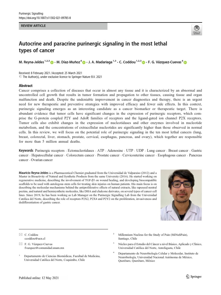 Autocrine and Paracrine Purinergic Signaling in The Most Lethal Types ...
