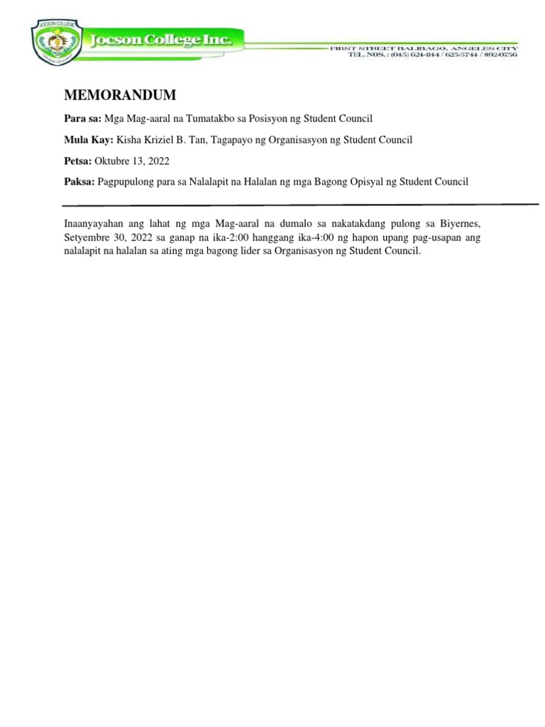 Memo | PDF