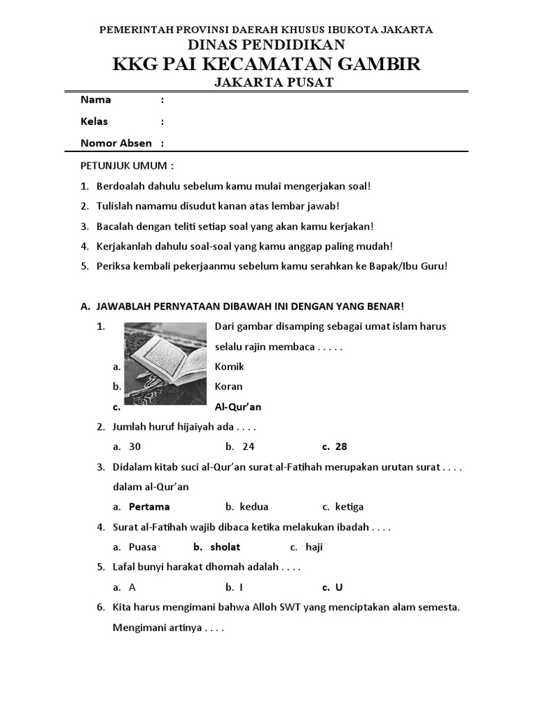 Sumatif Akhir Semester Ganjil Kelas 1 | PDF
