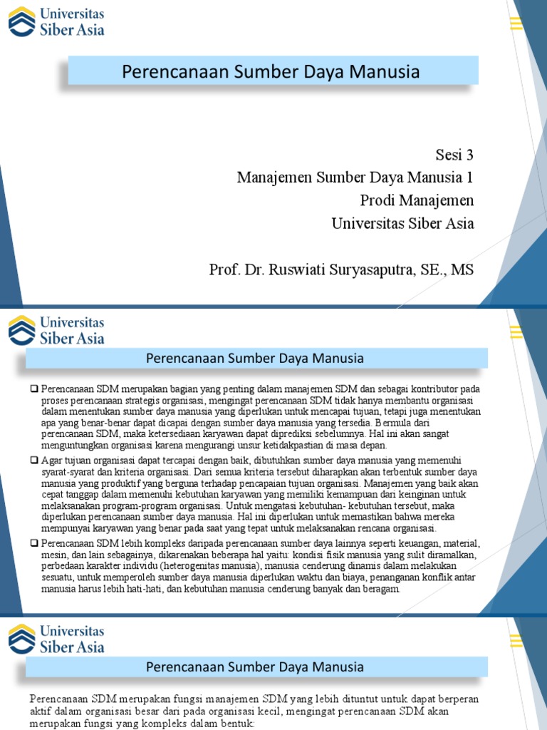 MSDM Sesi 3 Perencanaan SDM | PDF
