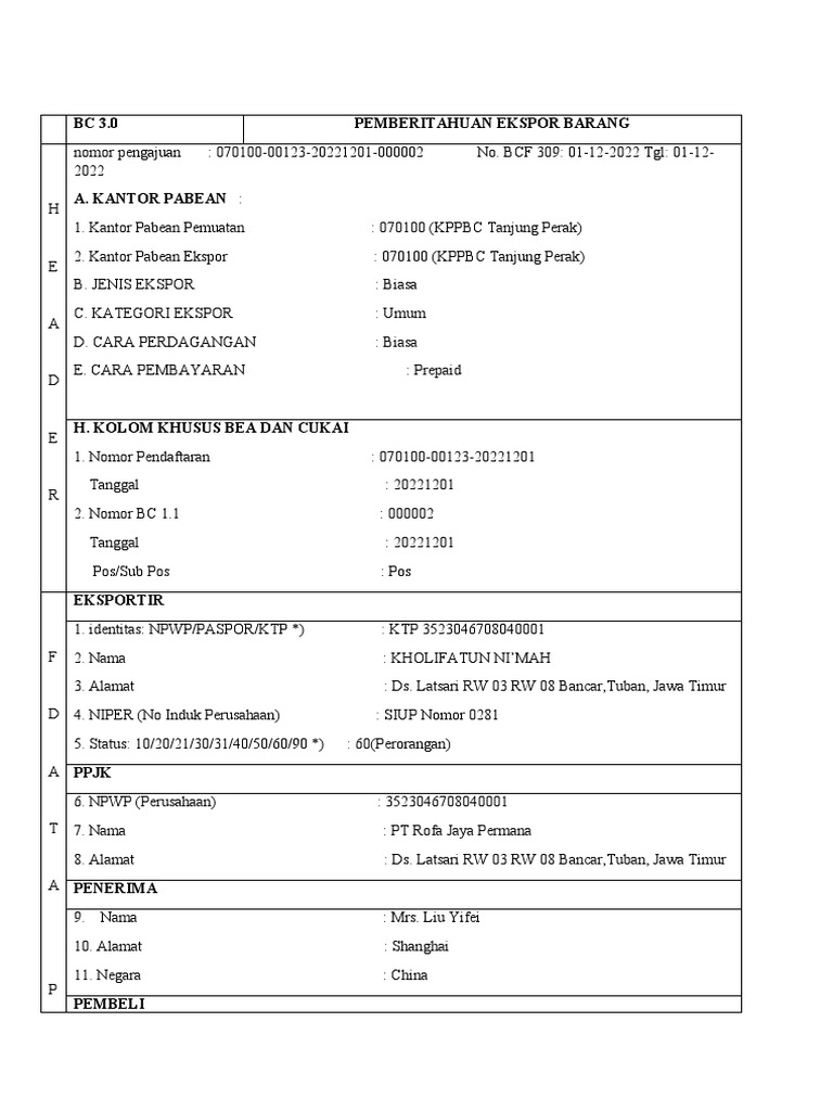 Dokumen Ekspor Barang | PDF