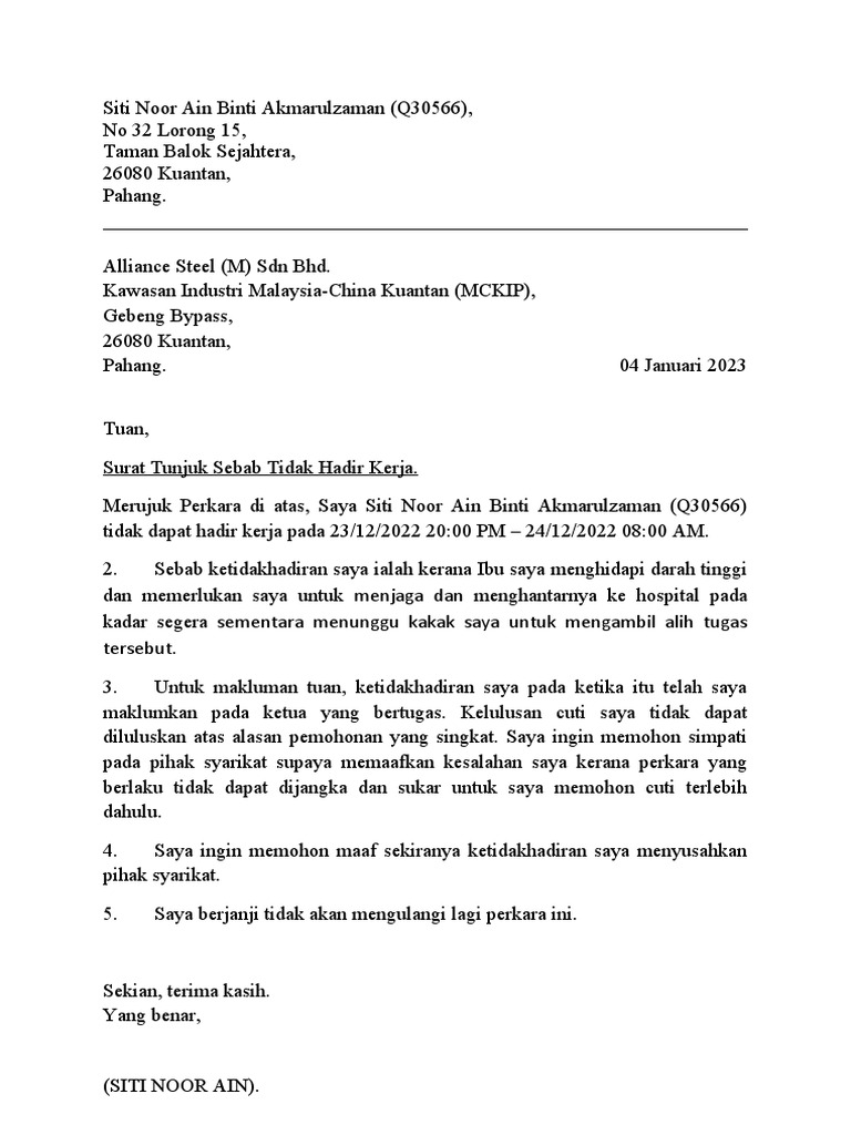 Surat Tunjuk Sebab | PDF