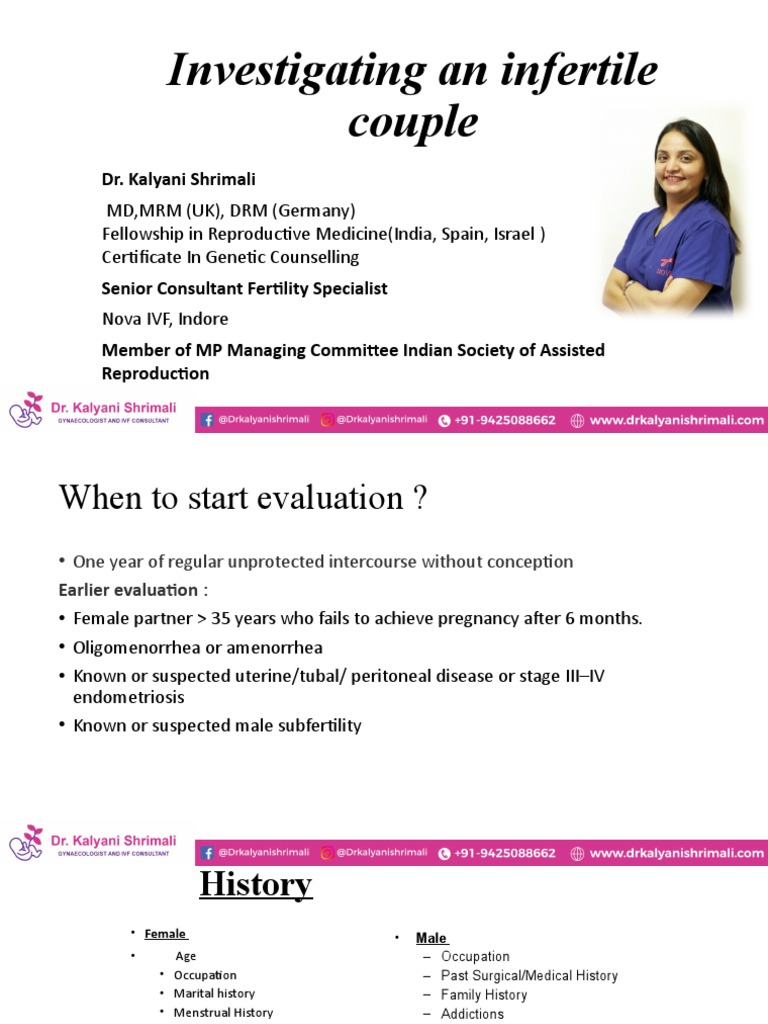 Evaluation of Infertile Couple | PDF | Infertility | Reproduction