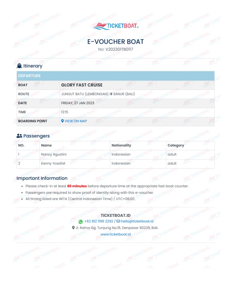 E-Voucher Boat - TicketBoat - ID | PDF