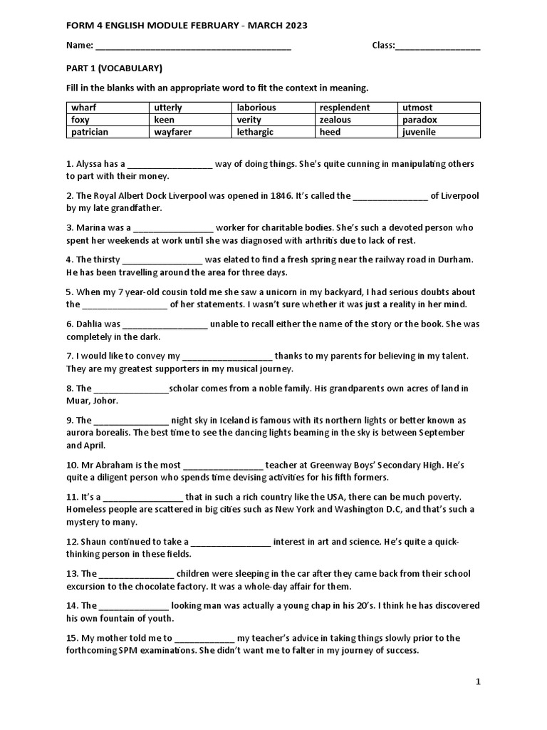 Form 4 English Exercise | PDF