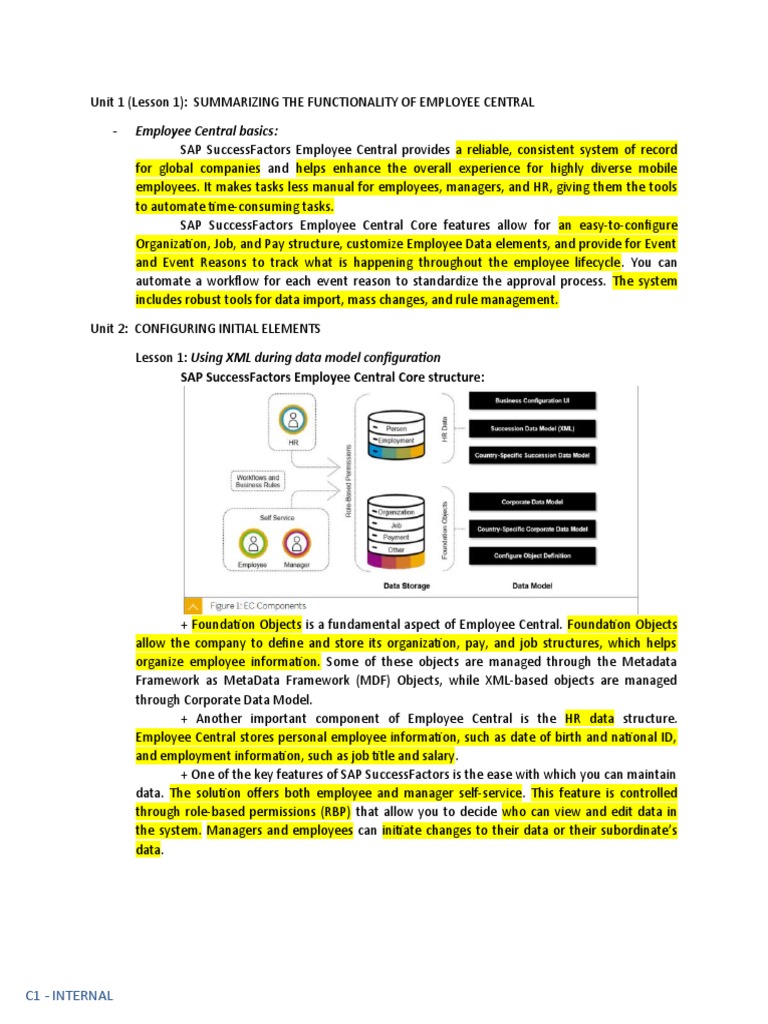 SAP EC Summary | PDF | Data Model | Employment