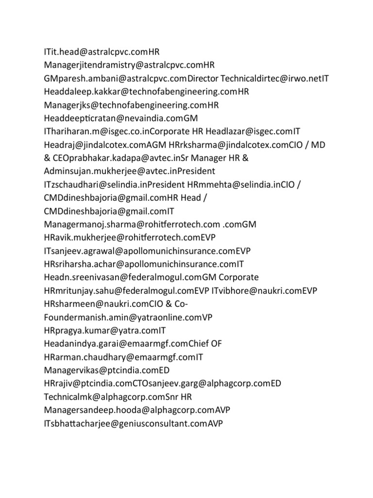 Head Incharge Email Id | PDF | Career & Growth | Computers