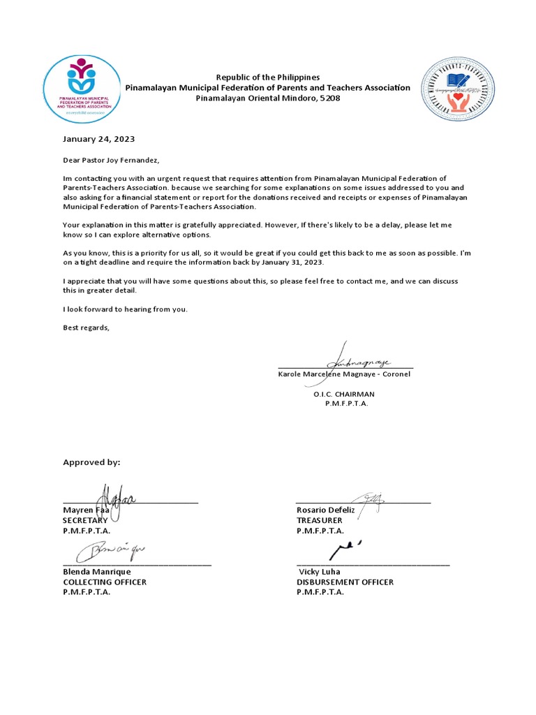 Solicitation Letter For OMFPTA 1 | PDF | Career & Growth