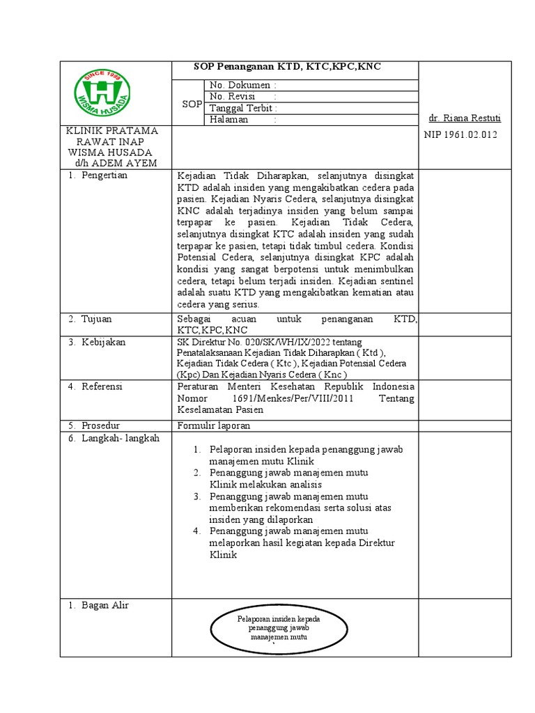 Ep 6 SOP Penanganan KTD, KTC, KPC, KNC | PDF | Sains & Matematika