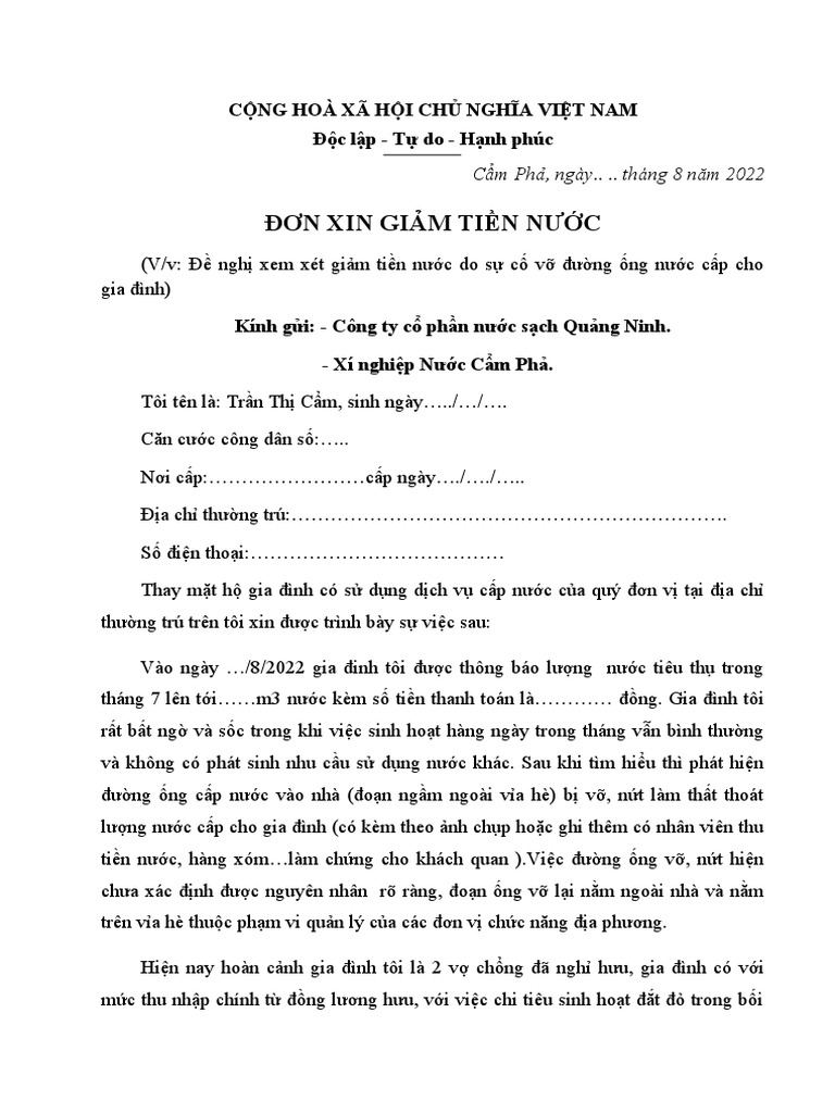 Don Xin Giam Tien Nuoc | PDF