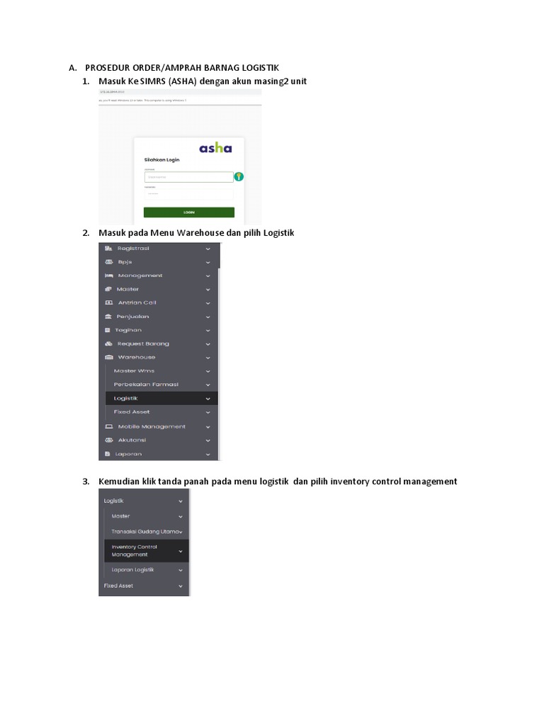 Prosedur Amprah Logistik Asha | PDF