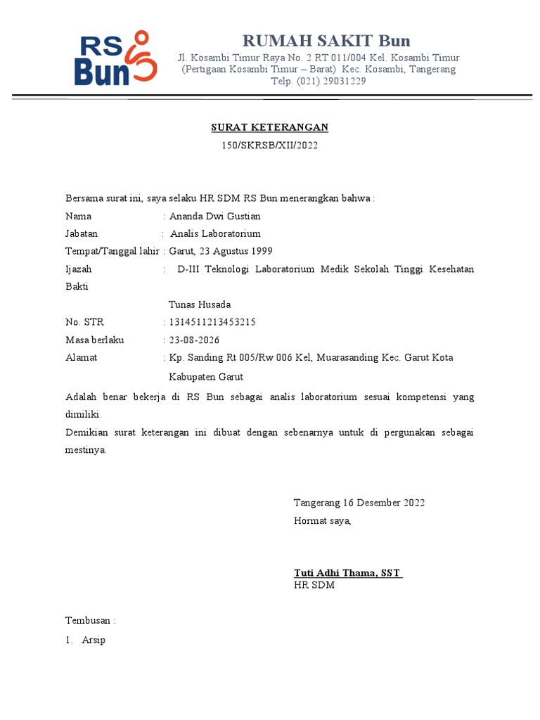 Surat Keterangan Draft | PDF