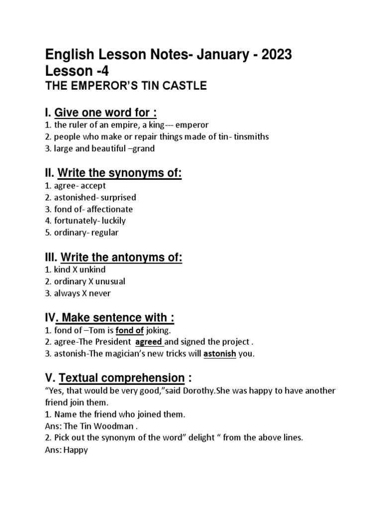 The Emperor's Tin Castle Lesson | PDF