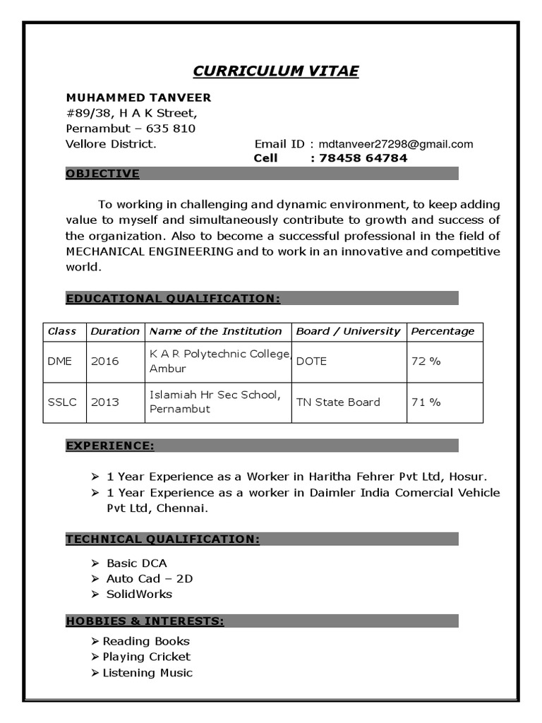 Curriculum Vitae: Muhammed Tanveer | PDF
