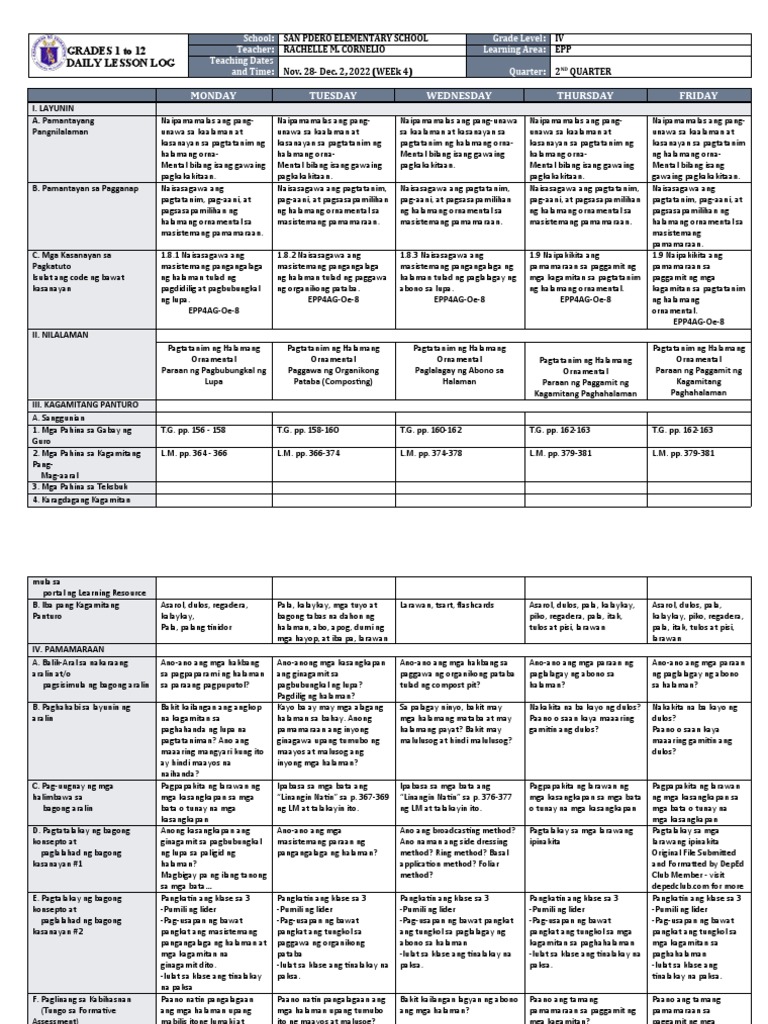 DLL - Epp 4 - Q2 - W4 | PDF