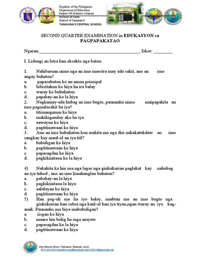 Marilou MTB Esp AP Tos Second Quarter | PDF