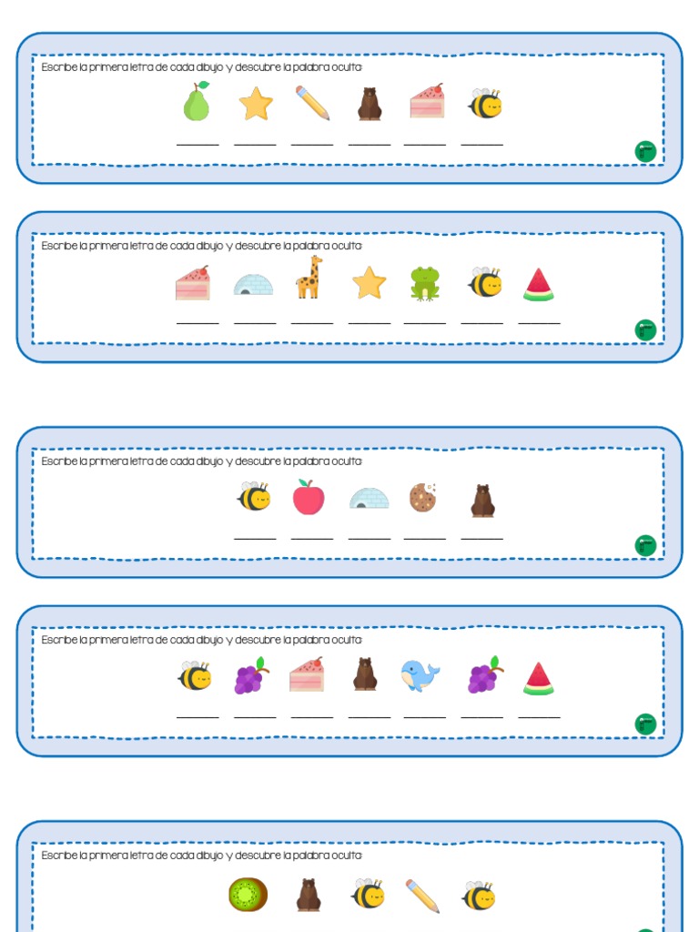 Tarjetas Palabras Ocultas | PDF