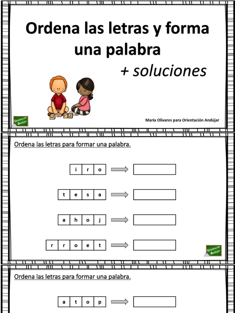 Ejercicios para Ordenar Letras y Formar Palabras | PDF | Poesía