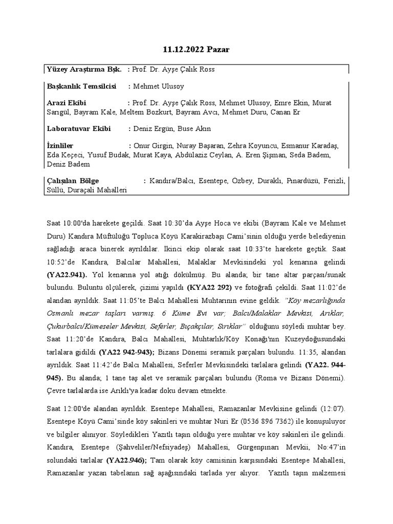 11.12.2022-Günlük Rapor-KYA22-Canan Er | PDF