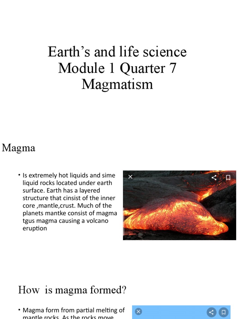 Earth's and Life Science Module 1 Quarter 7 Magmatism | PDF | Magma | Igneous Rock