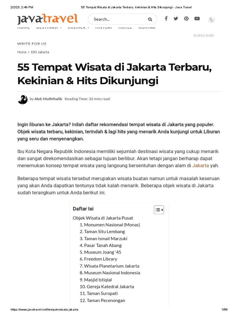 55 Tempat Wisata Di Jakarta Terbaru, Kekinian & Hits Dikunjungi - Java Travel | PDF