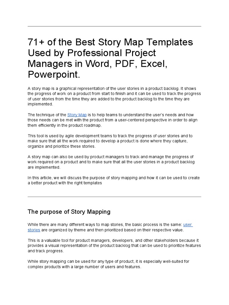 Story Map Template | PDF | Scrum (Software Development) | Agile ...