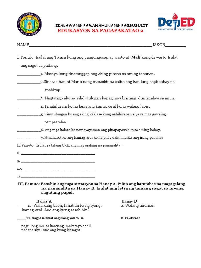 PT - Esp 2 - Q2 | PDF