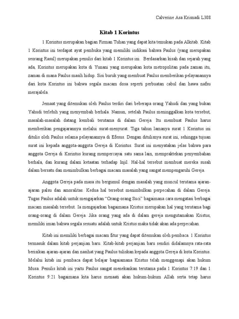 Bab 1 Kitab 1 Korintus | PDF