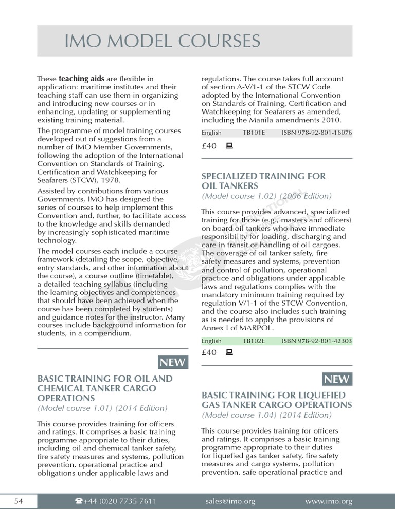 IMO Model Courses for Maritime Training | PDF | Oil Tanker | Search And ...