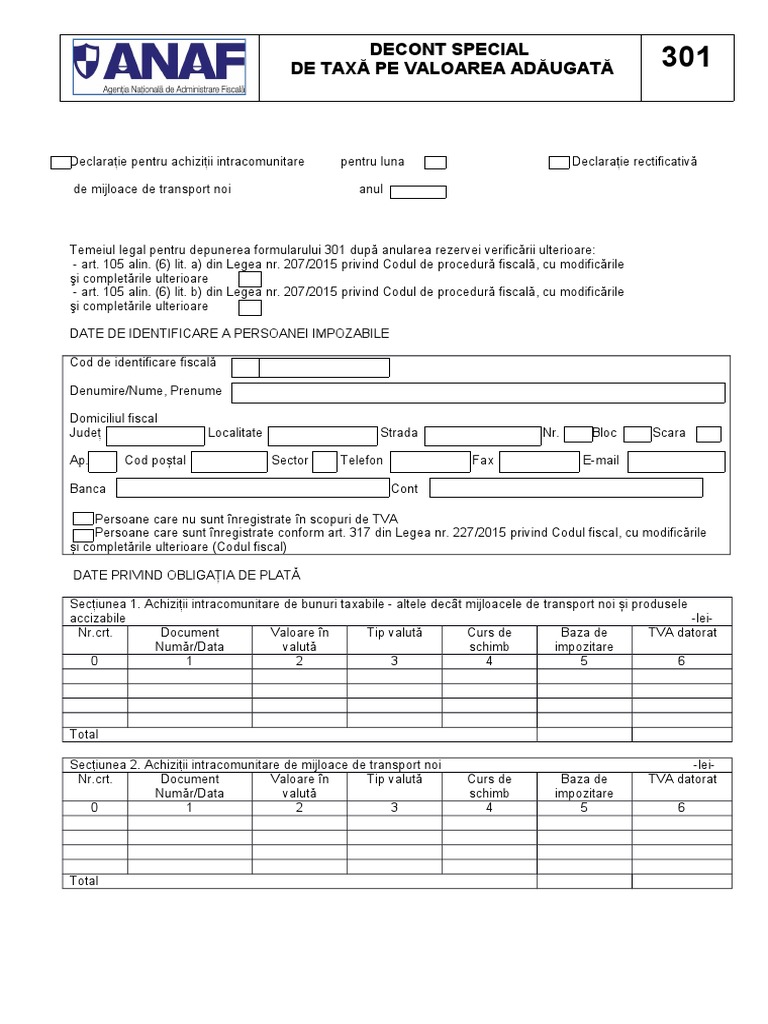 Formularul 301 Lege5 | PDF