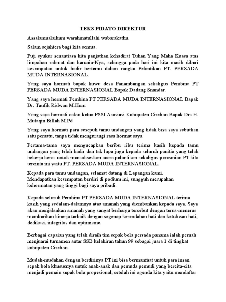 Teks Pidato Direktur | PDF