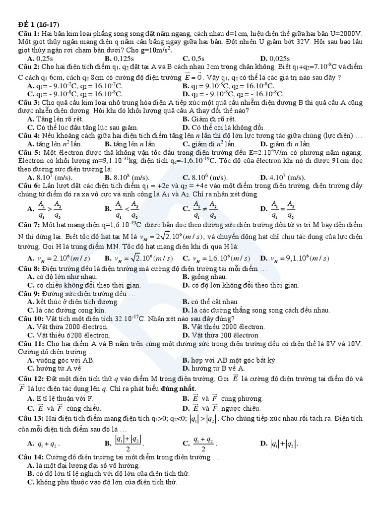 6 ĐỀ GK1 | PDF