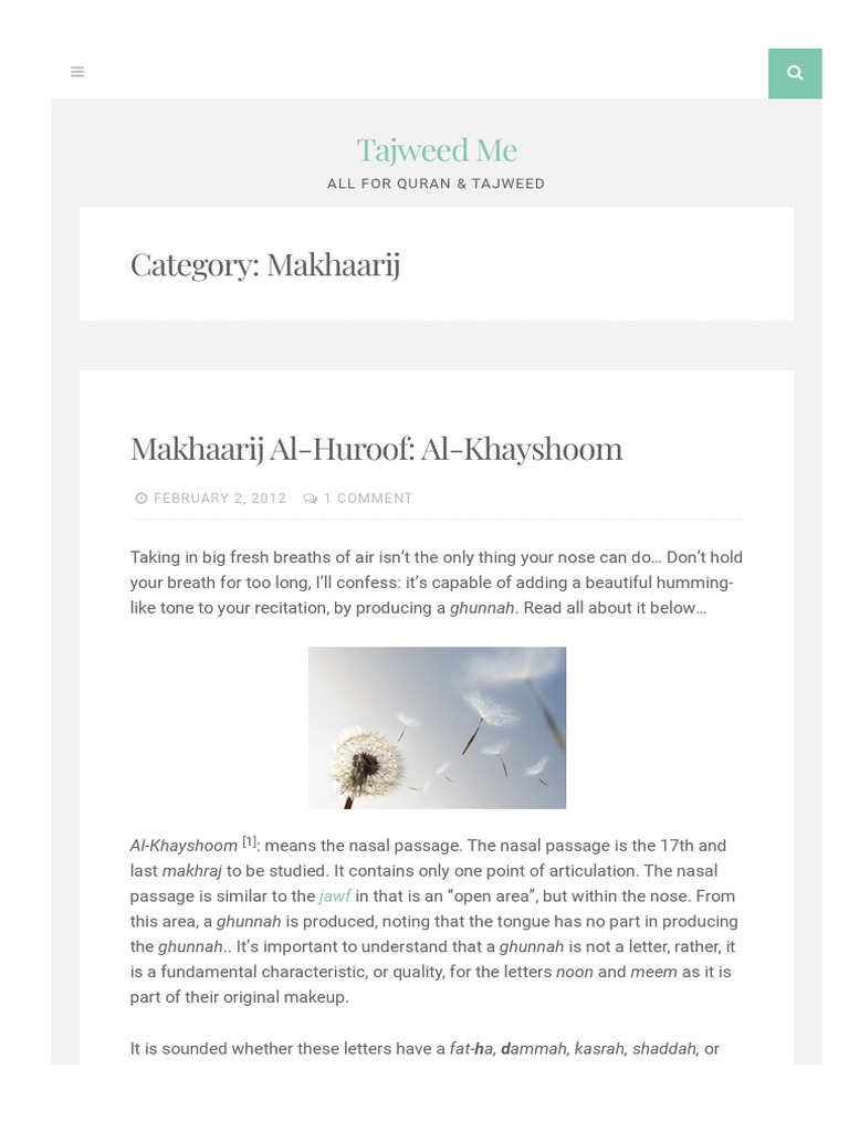 Makhaarij Al-Huroof: Tongue Exercises for Tajweed | PDF | Phonetics ...