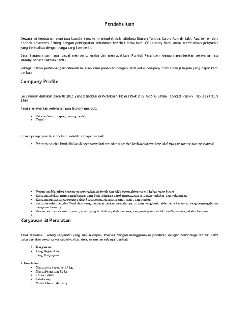 Proposal Laundry | PDF