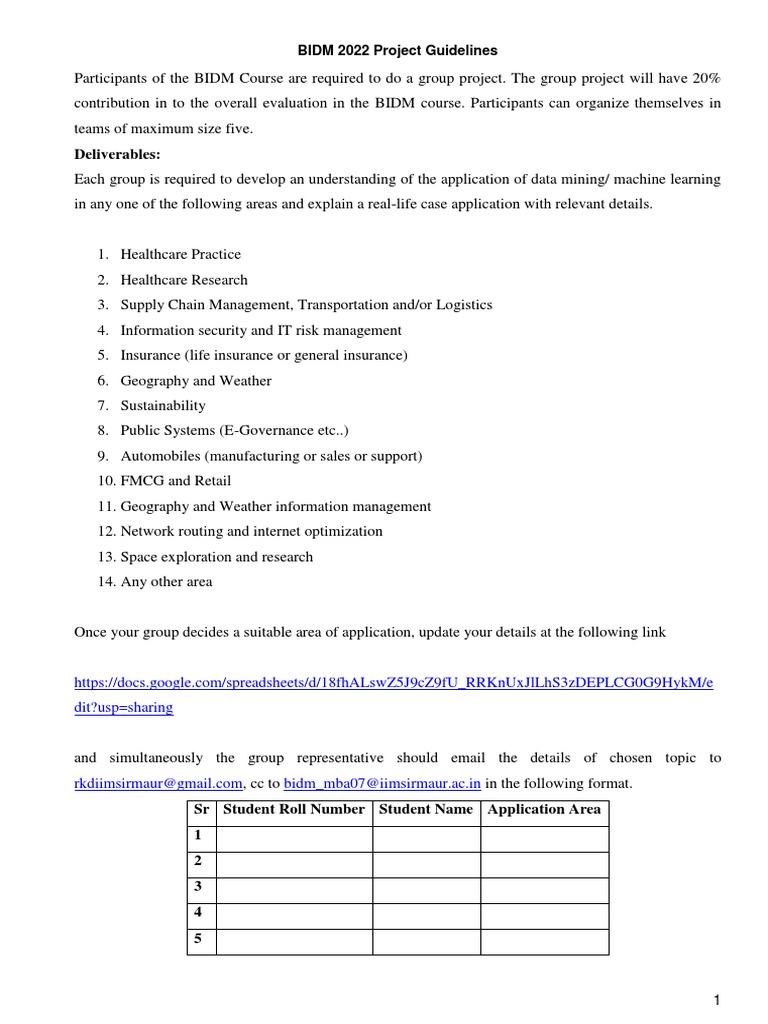 BIDM Project Guidelines | PDF | Essays | Business