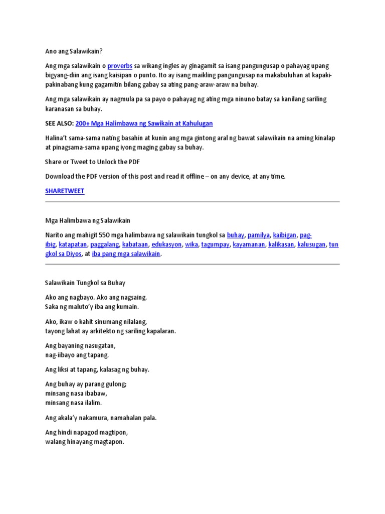 Ano Ang Salawikain | PDF