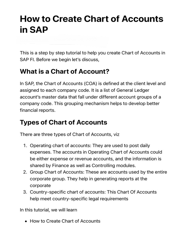 COA Creation in SAP | PDF | Accounting | Software Development