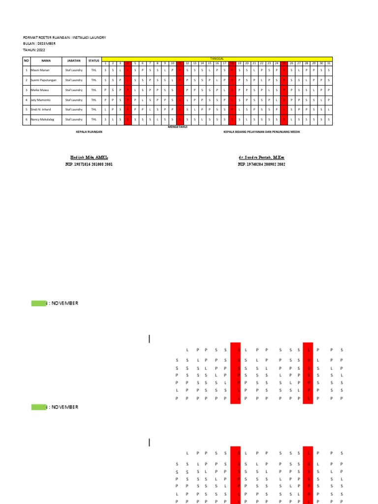Format Roster Desember 2022 | PDF