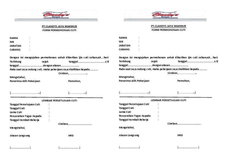 Form Cuti Karyawan | PDF