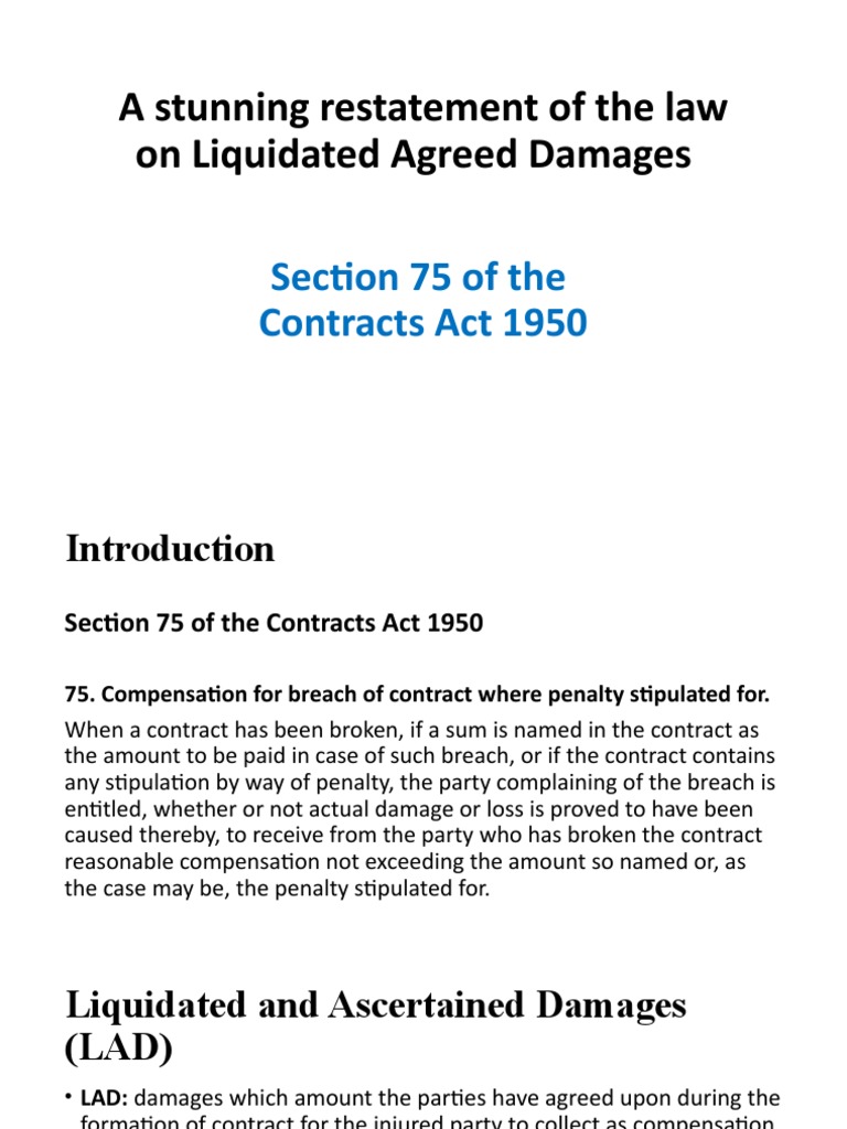 Liquidated Damages under Section 75 | PDF | Damages | Breach Of Contract